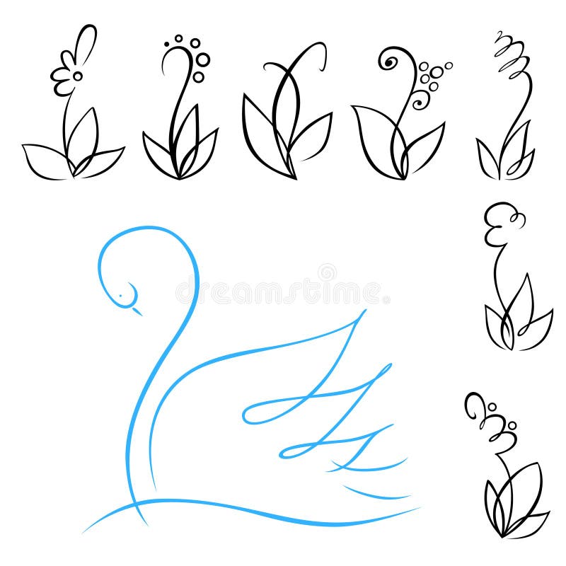 Calligraphy, swan stock vector. Illustration of drawing - 33576020
