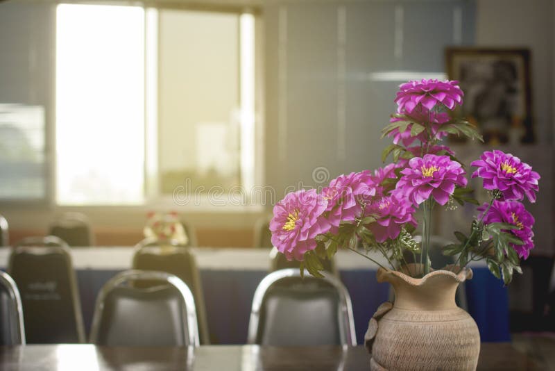 Flowers on the Table in the Library Stock Image - Image of flower, copy ...