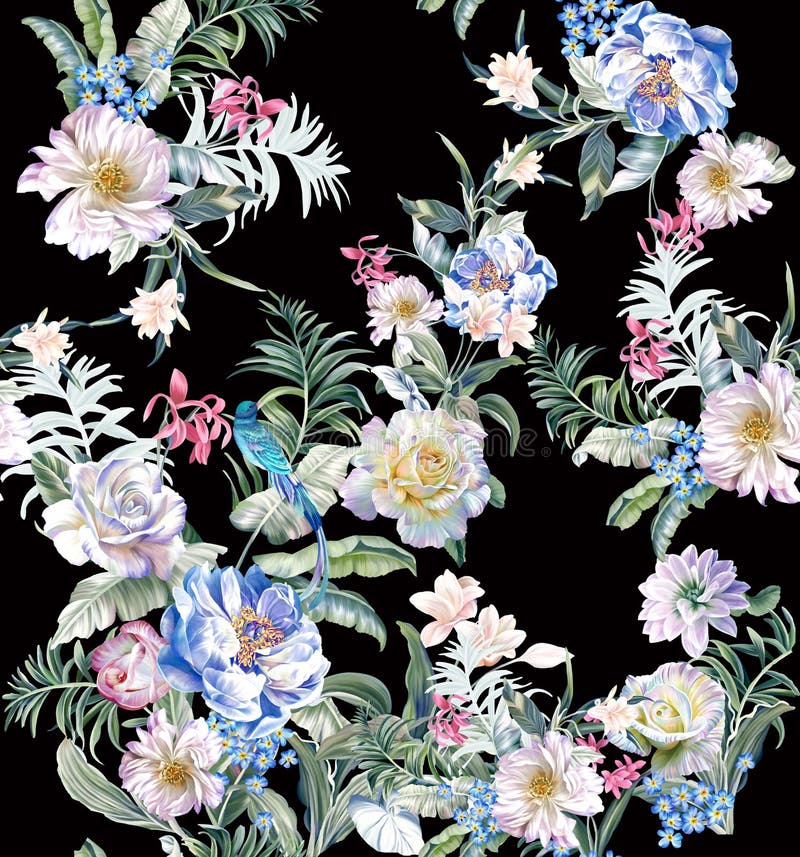 Flowers Textile Design Print Created Stock Illustration - Illustration ...