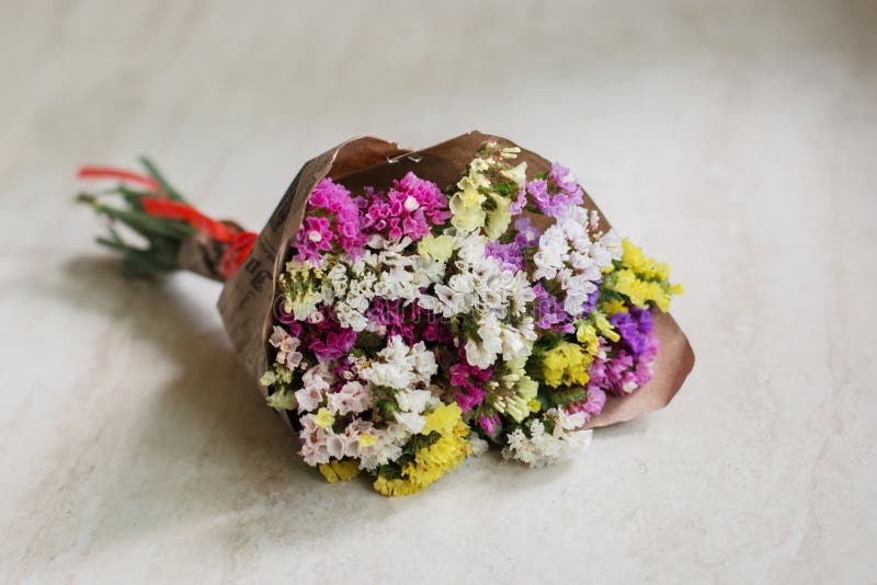 Flowers To Gift. Beautiful Bouquet Stock Photo - Image of hand, hands ...