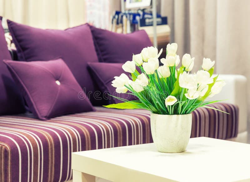 Flowers in a vase stock image. Image of leather, couch - 42426743