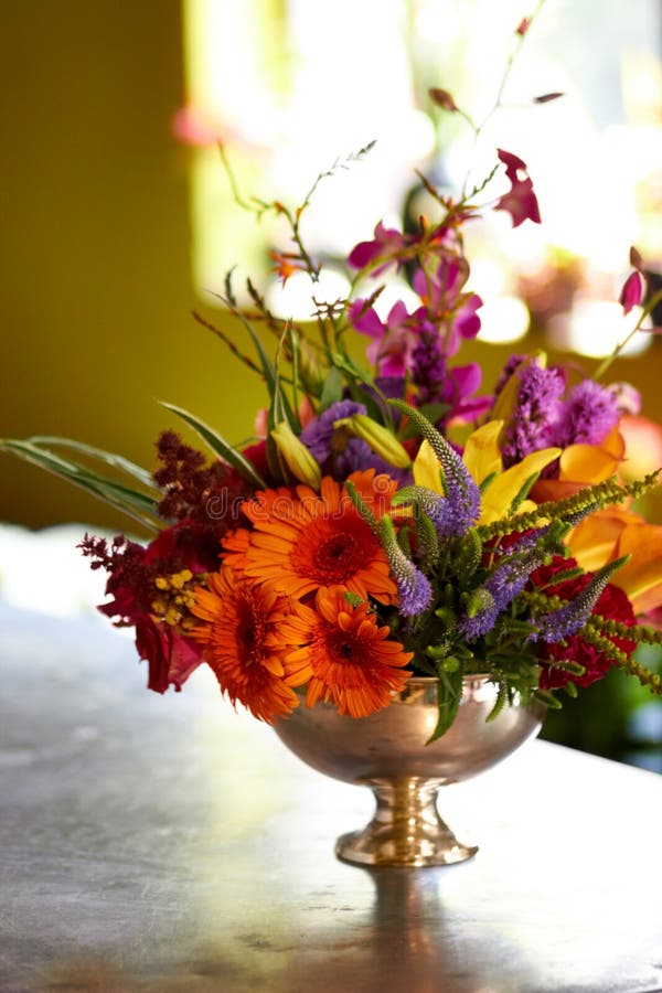 Flowers in a Vase. Shot of a Colourful Arrangement of Fresh Flowers in ...