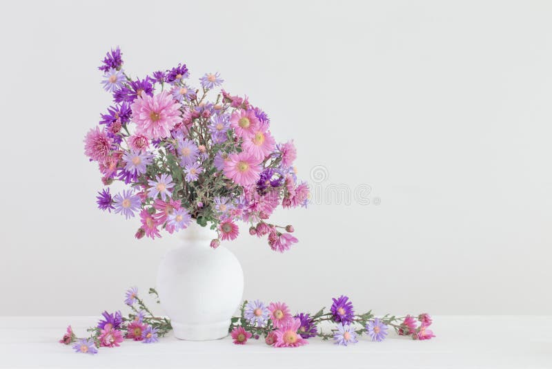Flowers In Vases On White Background Stock Photo - Image of freshness ...