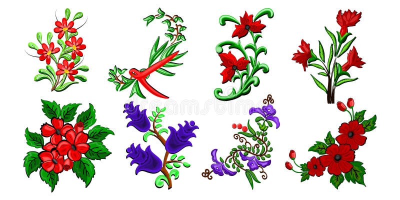 Flowers Vector Art Collection Stock Vector - Illustration of beautiful ...