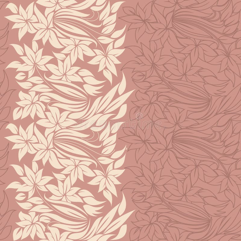 Flowers in Vertical Seamless Pattern Stock Vector - Illustration of ...