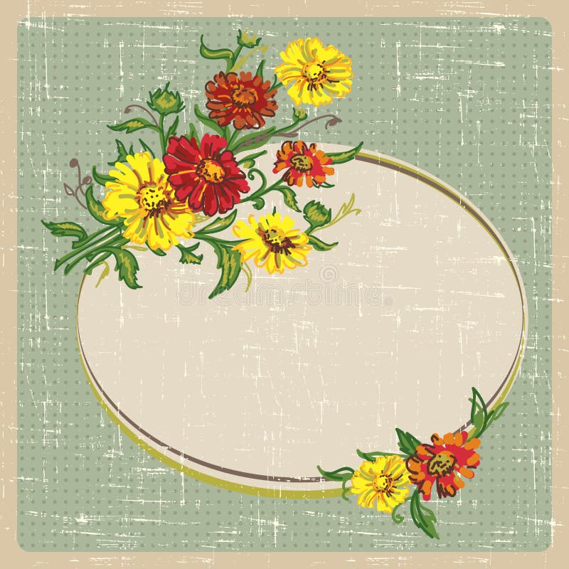 Flowers and vintage frame stock vector. Illustration of ornamental ...