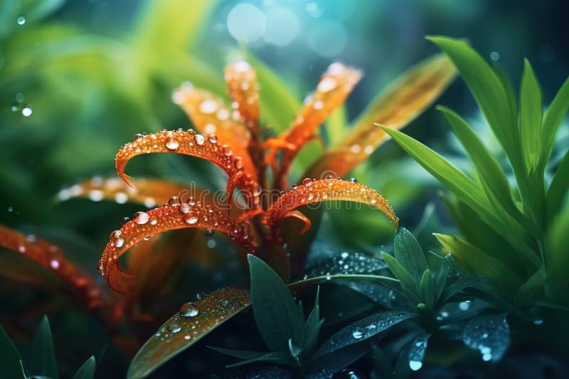 Flowers with Water Drops. Generated by AI Stock Illustration ...