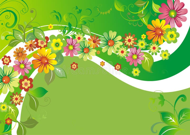 Flowers on a wave stock vector. Illustration of nature - 9070183