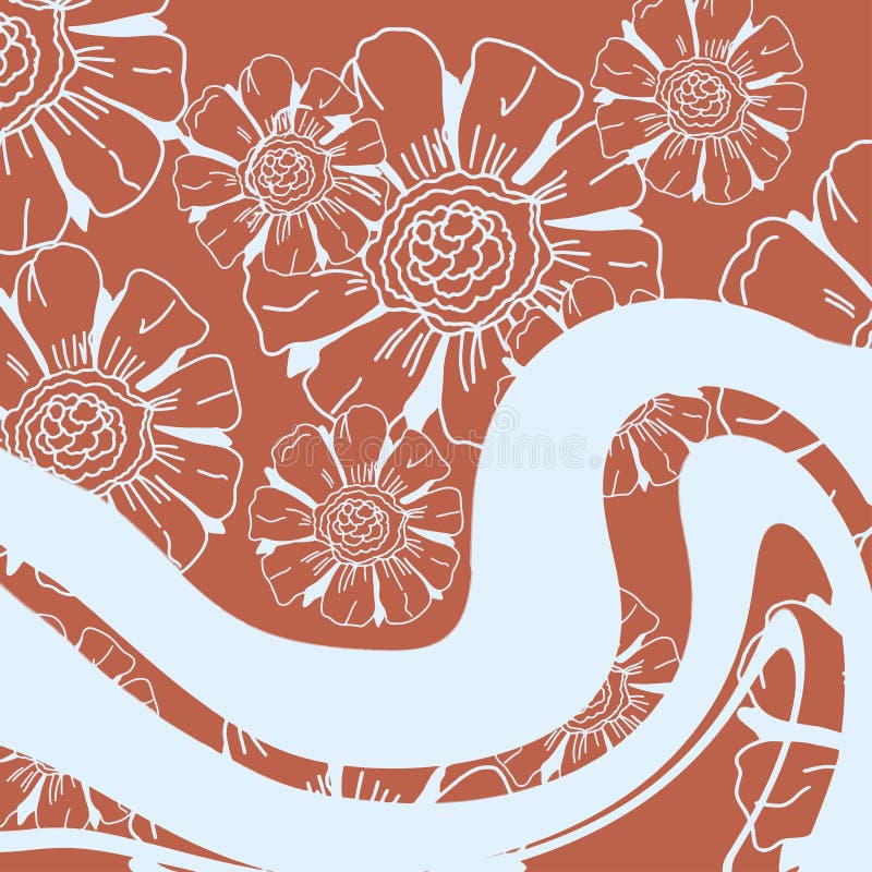 Flowers with Wave Fluid Effect Stock Vector - Illustration of pattern ...