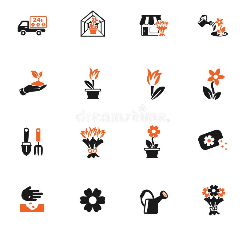 Flowers icon set stock vector. Illustration of cultivator - 123431166