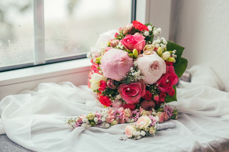 Flowers Wedding Bride Hands Stock Photo - Image of celebration ...