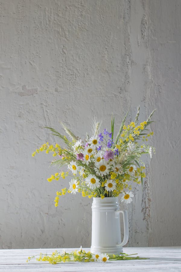 Flowers in Jug on White Background Stock Photo - Image of floral ...