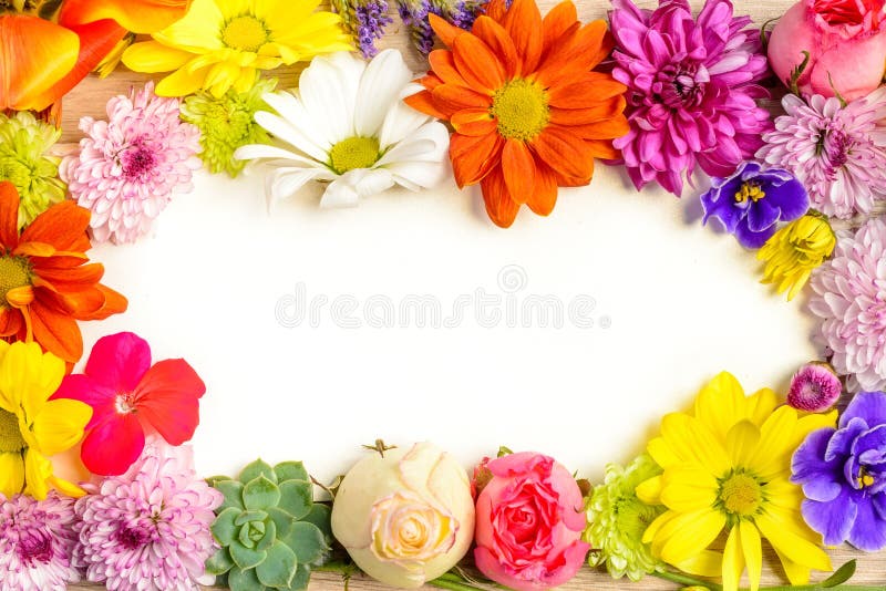 Flowers on wooden table stock image. Image of blossom - 68180239