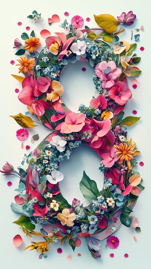 Flowery Design Number 8 Flowers Arranged Circular Pattern Various ...