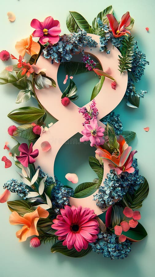 A Flowery Design of the Number 8. the Flowers are Arranged in a ...