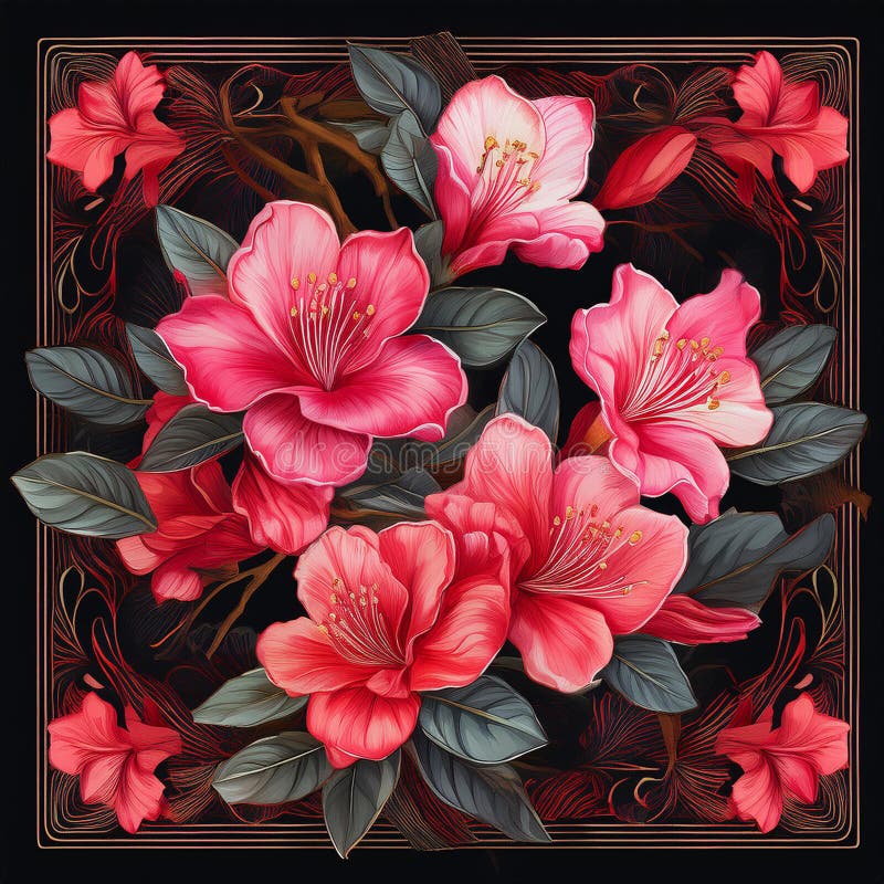 Flowers Bandana Pattern.Silk Scarf Design, Fashion Textile Stock ...