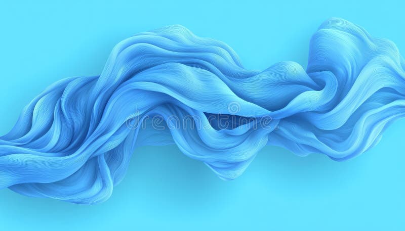 Flowing Abstract Blue Wave, Satin Silk Fabric, 3D Rendered Design ...