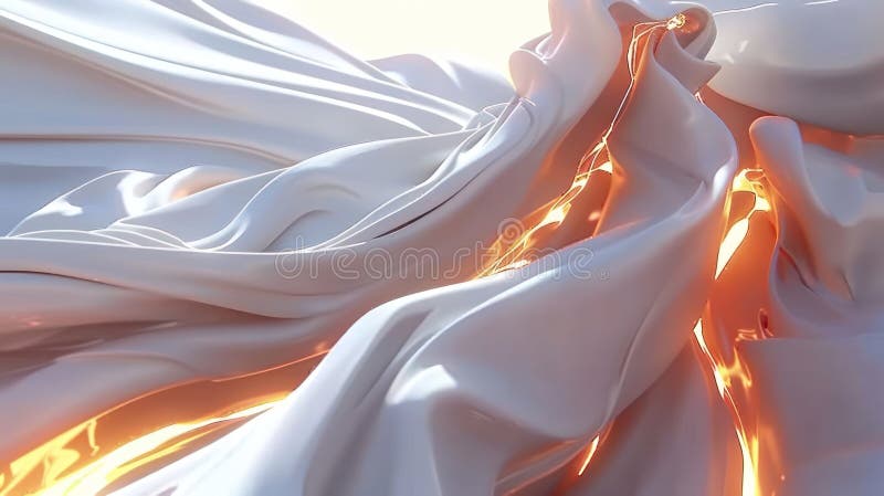 A Flowing Abstract Design with White and Glowing Orange Elements ...