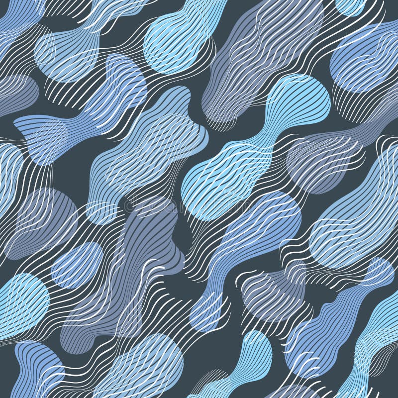 Flowing Abstract Lined Shapes Seamless Background, Biological Life ...