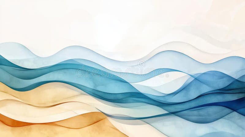 Flowing Abstract Ocean Wave Texture with Dynamic Blue and Beige Curves ...