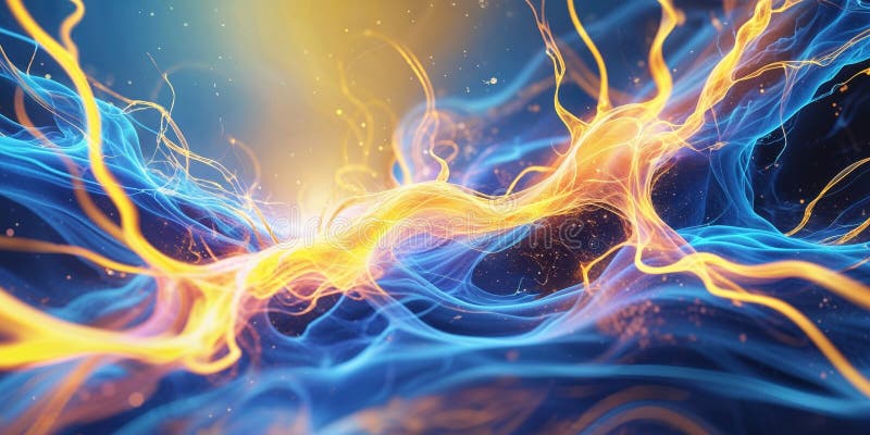 Abstract Plasma Waves, Flowing Neon Pink and Green Streaks with Glowing ...