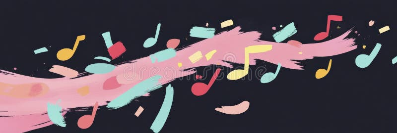 Flowing Abstract Stream of Musical Notes in Color Stock Illustration ...