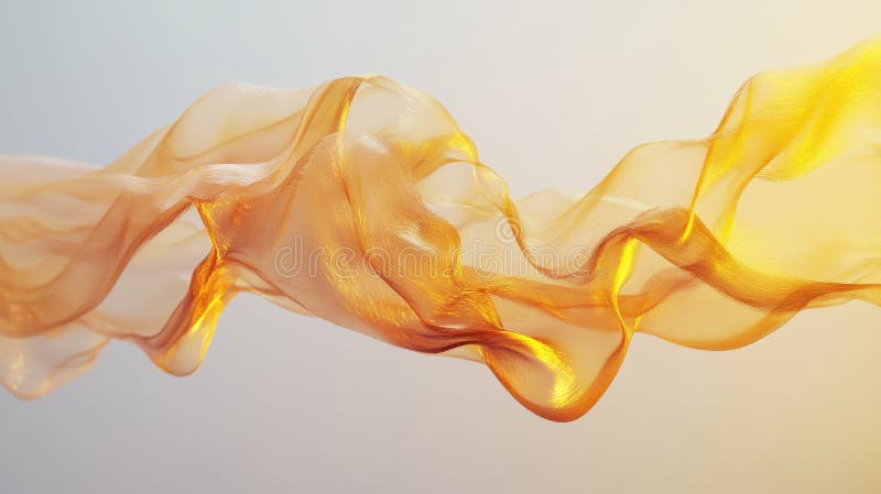 Flowing Abstract Wave of Golden Fabric with Soft Lighting. Stream of ...