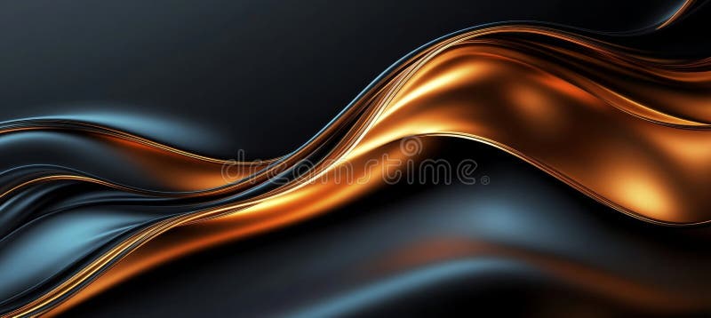 Flowing Abstract Wave, Luxurious Gold and Black Background, Fluid ...