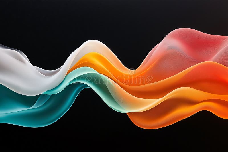 Flowing Abstract Waves in Vibrant Colors of Orange Teal and White ...