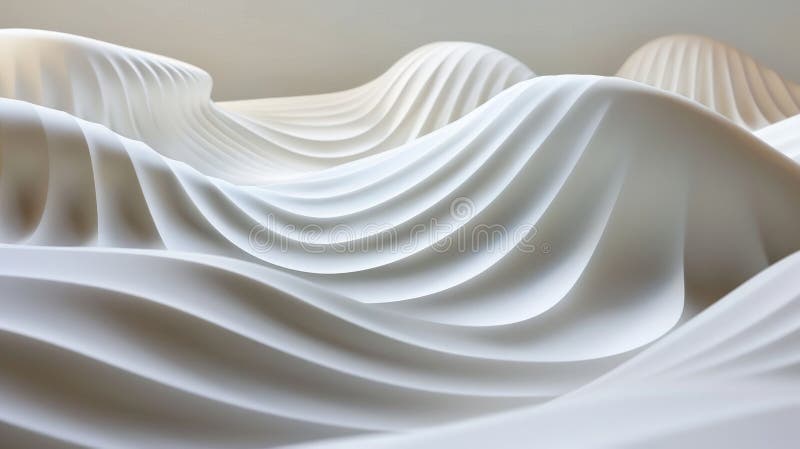 Flowing Abstract White Wave Background with Dynamic Curves, Ai ...