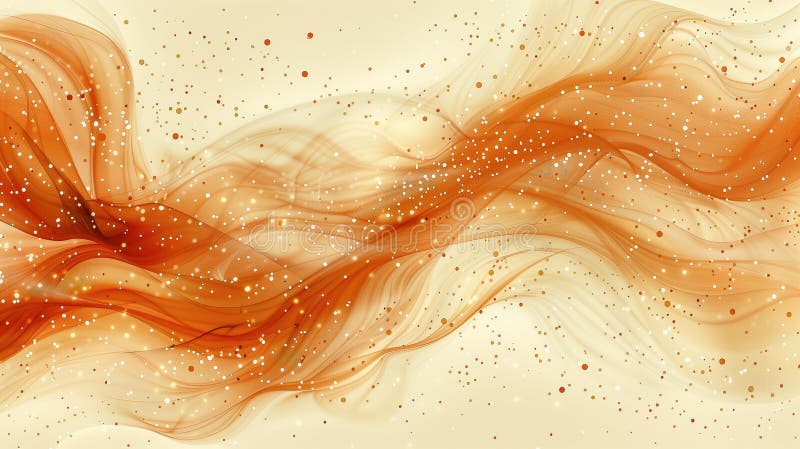 Flowing Amber Waves with Sparkling Particles on Light Background Stock ...