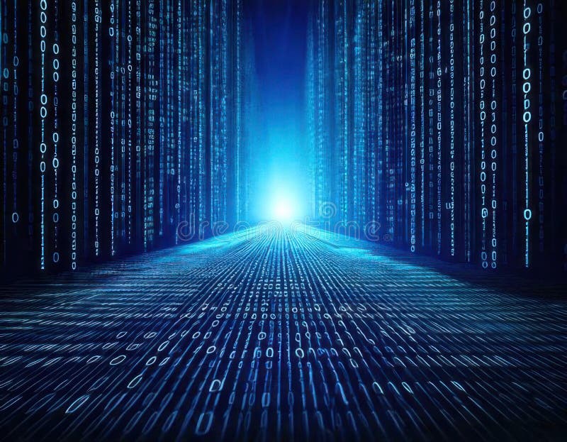 Flowing Binary Code Background in Technology Stock Illustration - Illustration of flowing ...