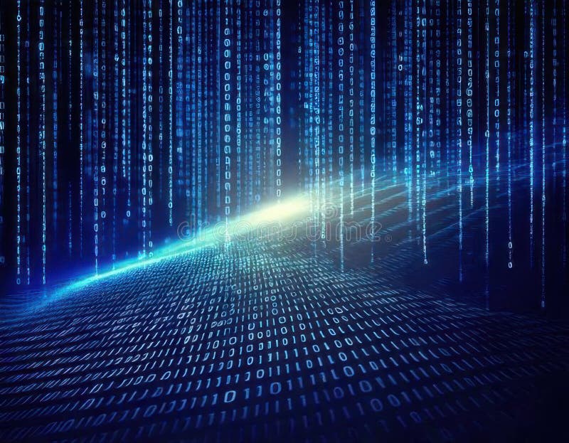 Flowing Binary Code Background in Technology Stock Illustration - Illustration of patterns ...