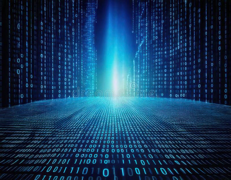 Flowing Binary Code Background in Technology Stock Illustration - Illustration of system, coding ...