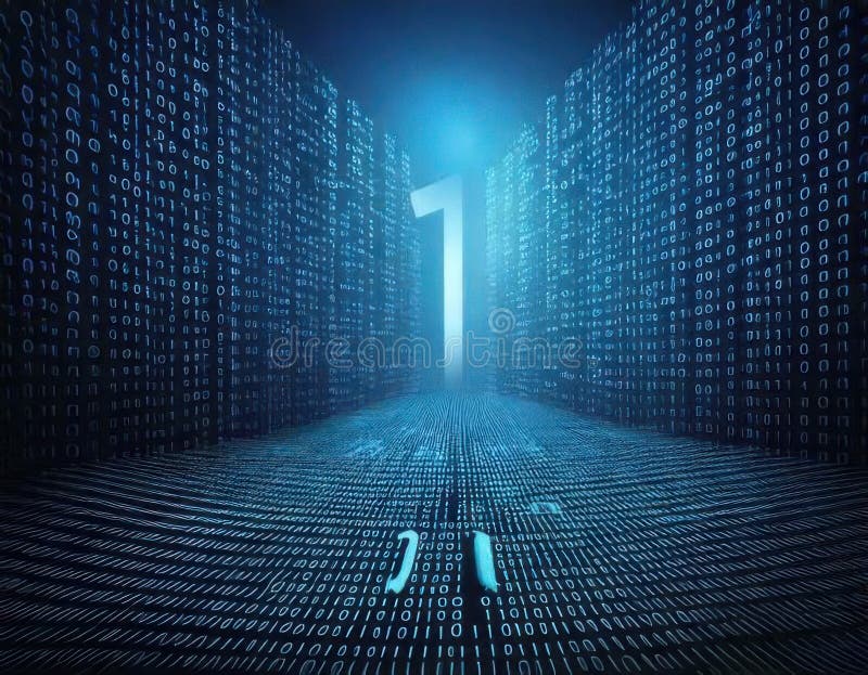 Flowing Binary Code Background In Technology Stock Illustration