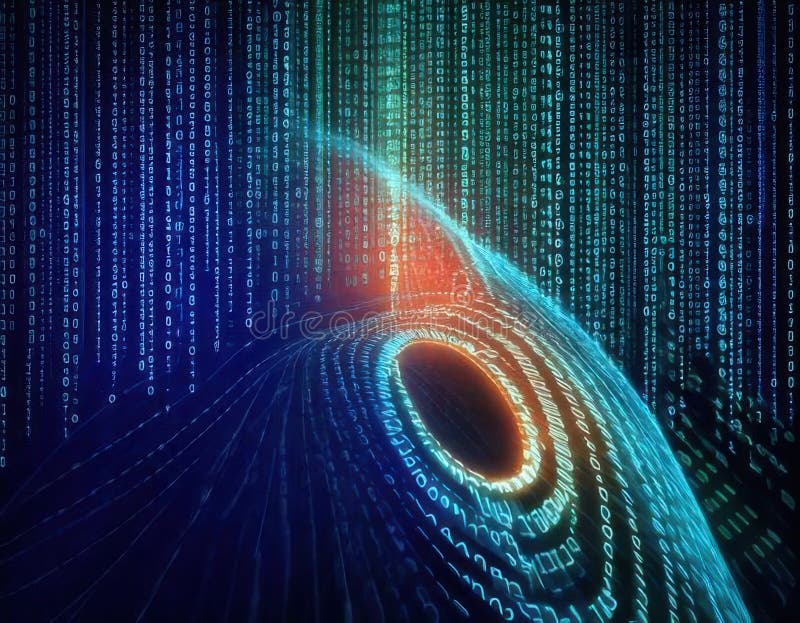 Flowing Binary Code Background in Technology Stock Illustration - Illustration of flowing ...