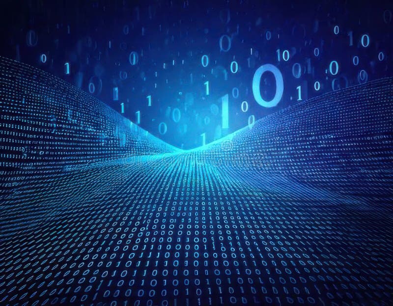 Flowing Binary Code Background in Technology Stock Illustration - Illustration of digits ...