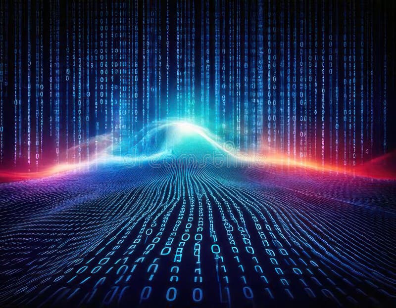 Flowing Binary Code Background in Technology Stock Illustration - Illustration of transmission ...