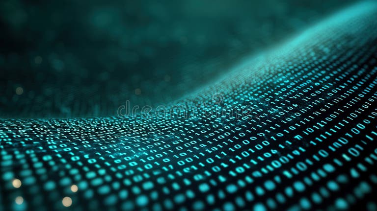 Flowing Binary Code on Digital Data Grid Stock Photo - Image of technology, programming: 370786062