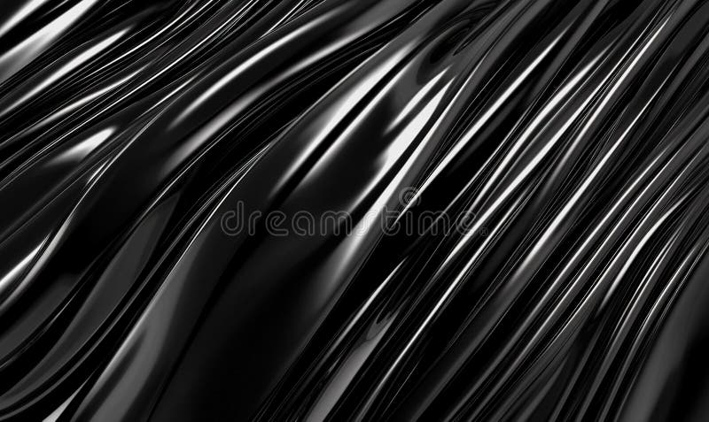 Flowing Black Abstract Waves Background for Design, Animation, or ...