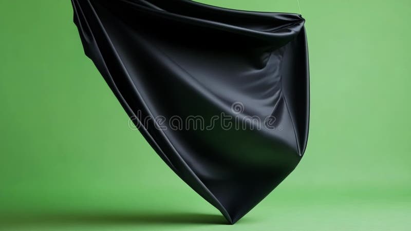 Black Cloth Flowing on Green Screen Background for Vfx Stock Footage ...