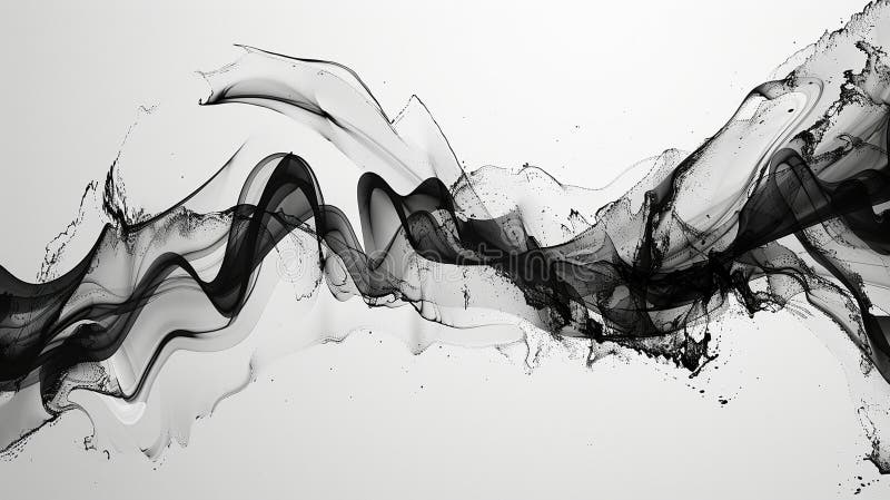 Flowing Black Ink Wave in Motion Against White Background Image, Ai ...