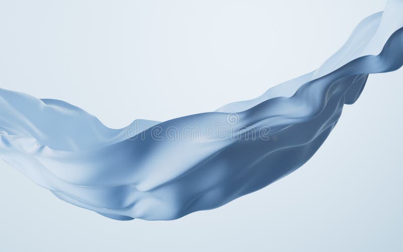 Flowing Blue Cloth Background, 3d Rendering Stock Illustration ...