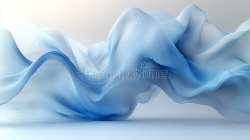 Flowing Blue Fabric Abstract Art Generative AI Stock Illustration ...