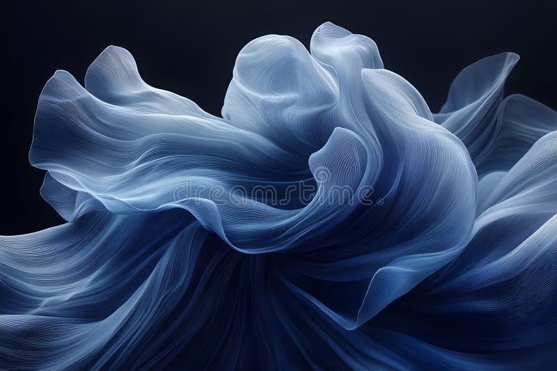 Abstract Flowing Blue Fabric Art Design for Modern Decor and ...