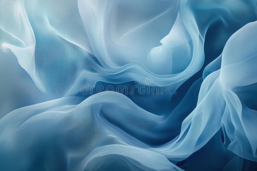 Flowing Blue Fabric, Soft Textures, Ethereal Appearance, Gentle Waves ...