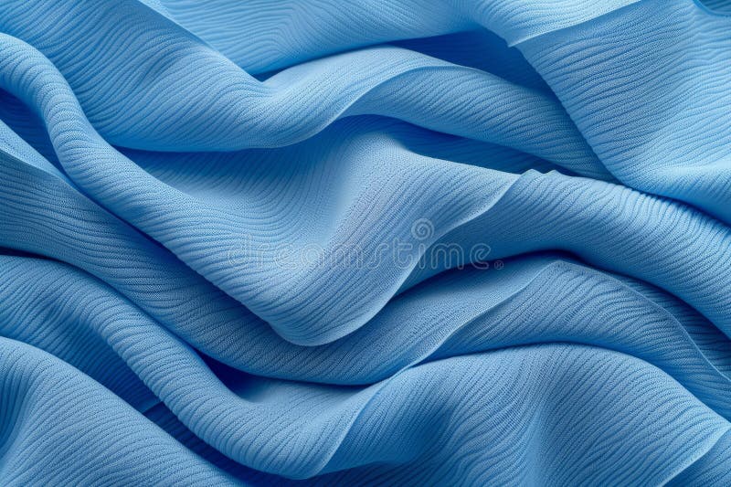 Flowing Blue Fabric Texture Close Up of Draped Textile Background with ...