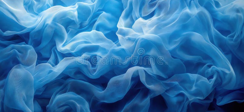 Flowing Blue Fabric Texture, Soft Translucent Waves, Delicate and Airy ...