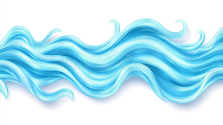 Flowing Blue Gradient Waves, Seamless Pattern on Transparent Background ...