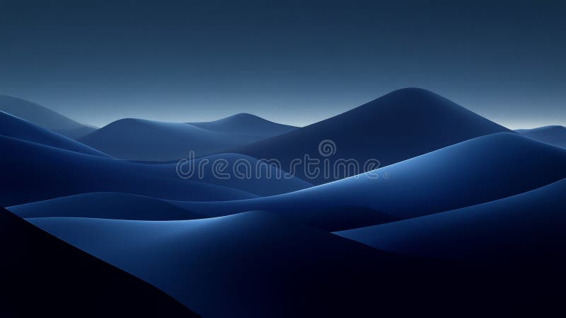 Flowing Blue Minimalist Landscape a Vector Design with Gentle Curves ...